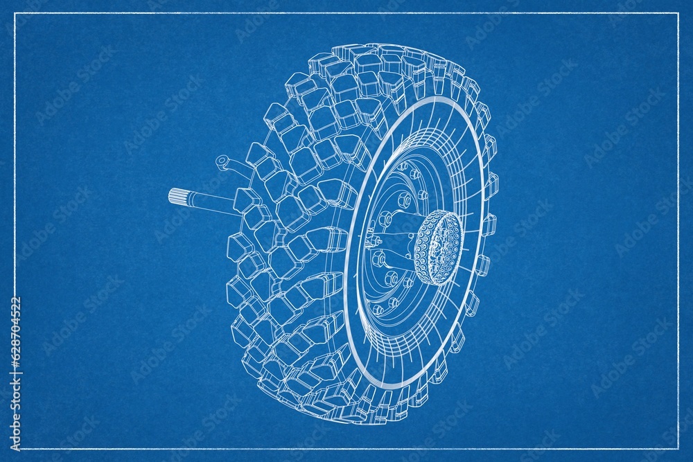 3D design of a wheel hub and automotive suspension with exploded view ...