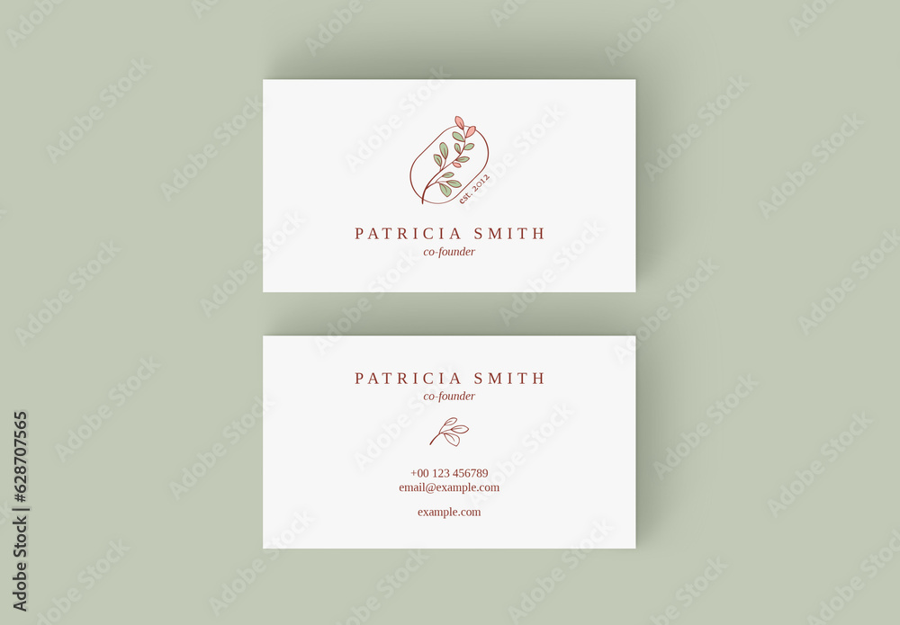Elegant and Organic Business Card Layout Stock Template | Adobe Stock