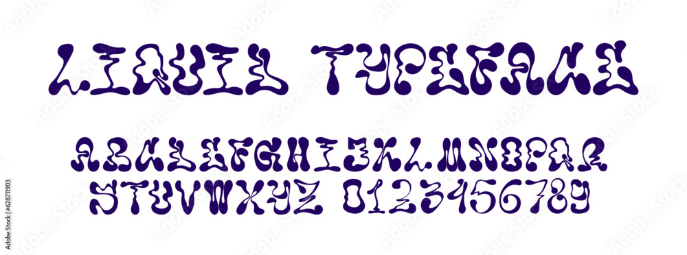 Retro Groovy Liquid alphabet and numbers. Y2K font with liquid ... Retro Groovy Liquid alphabet and numbers. Y2K font with liquid ...