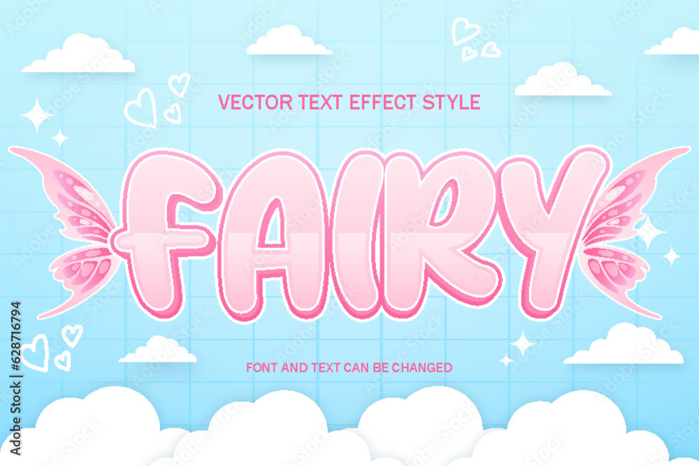 fairy pixie fantasy typography cute kawaii editable text effect font ...