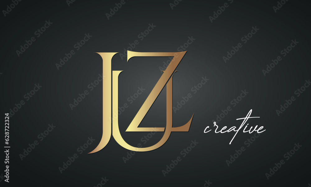 luxury letters JUZ golden logo icon premium monogram, creative royal ...