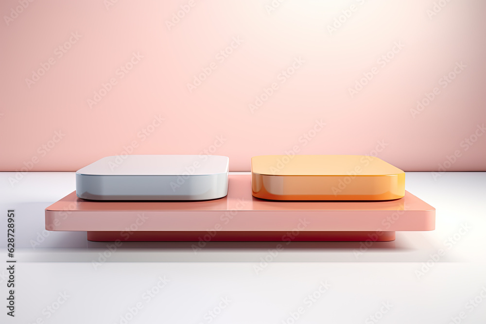 pastel color platform display for show product on white space ...