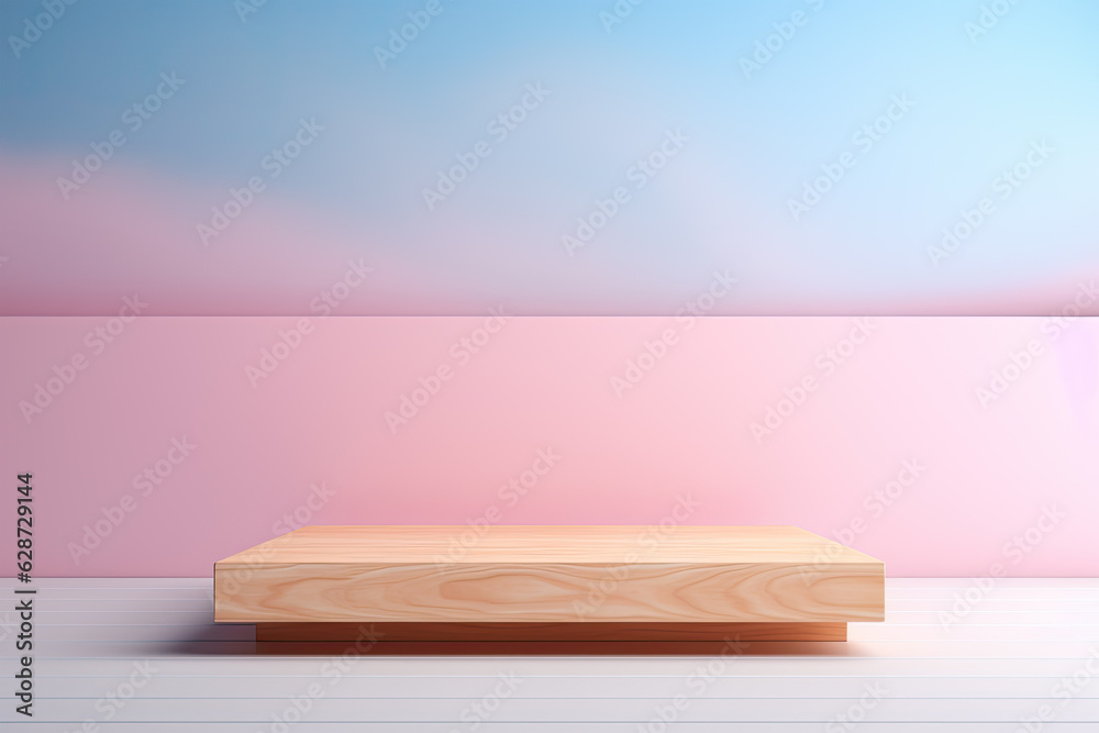 pastel color platform display for show product on white space ...