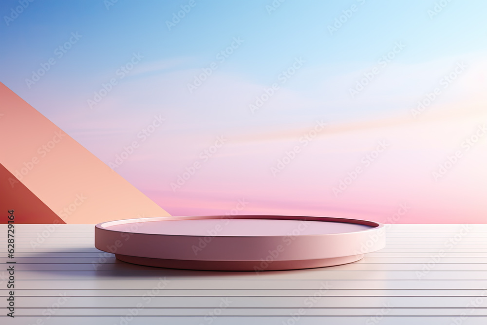 pastel color platform display for show product on white space ...