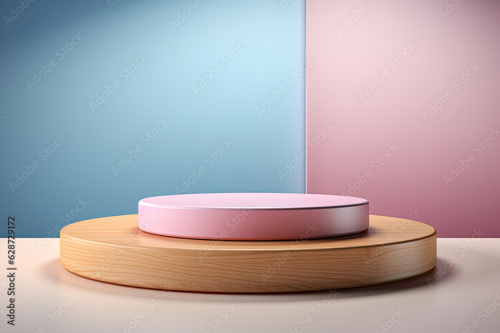 pastel color platform display for show product on white space ...