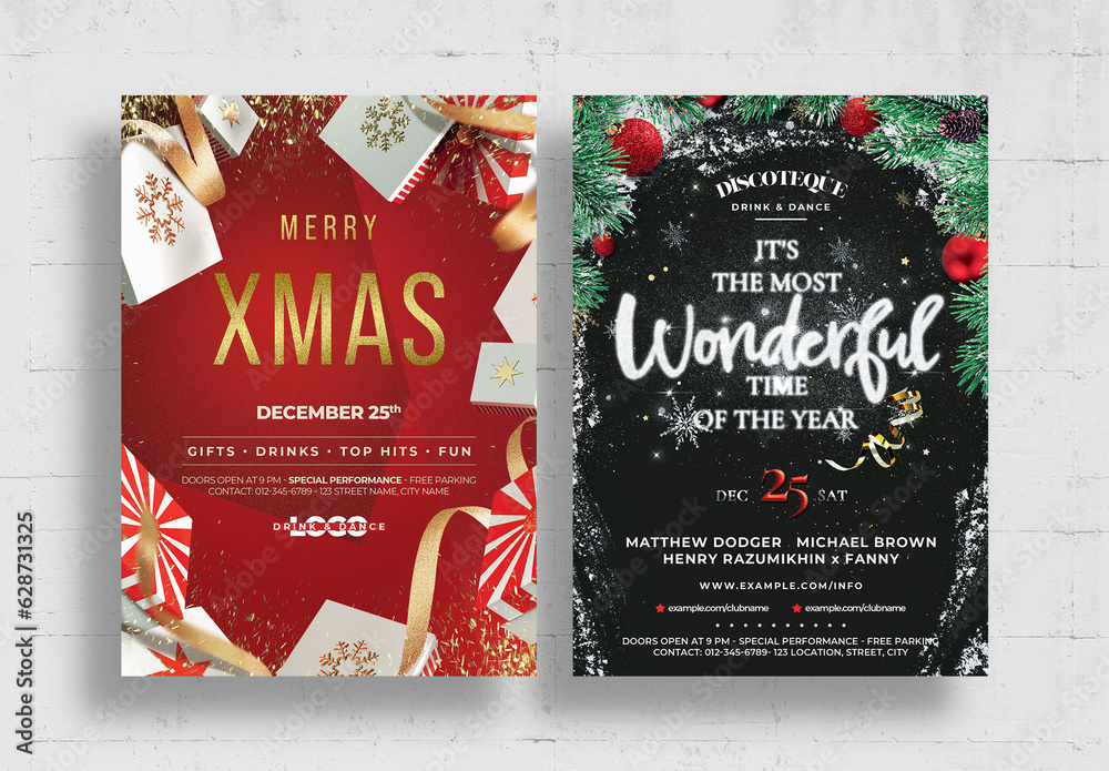Christmas Flyer Poster Layouts Stock Template | Adobe Stock