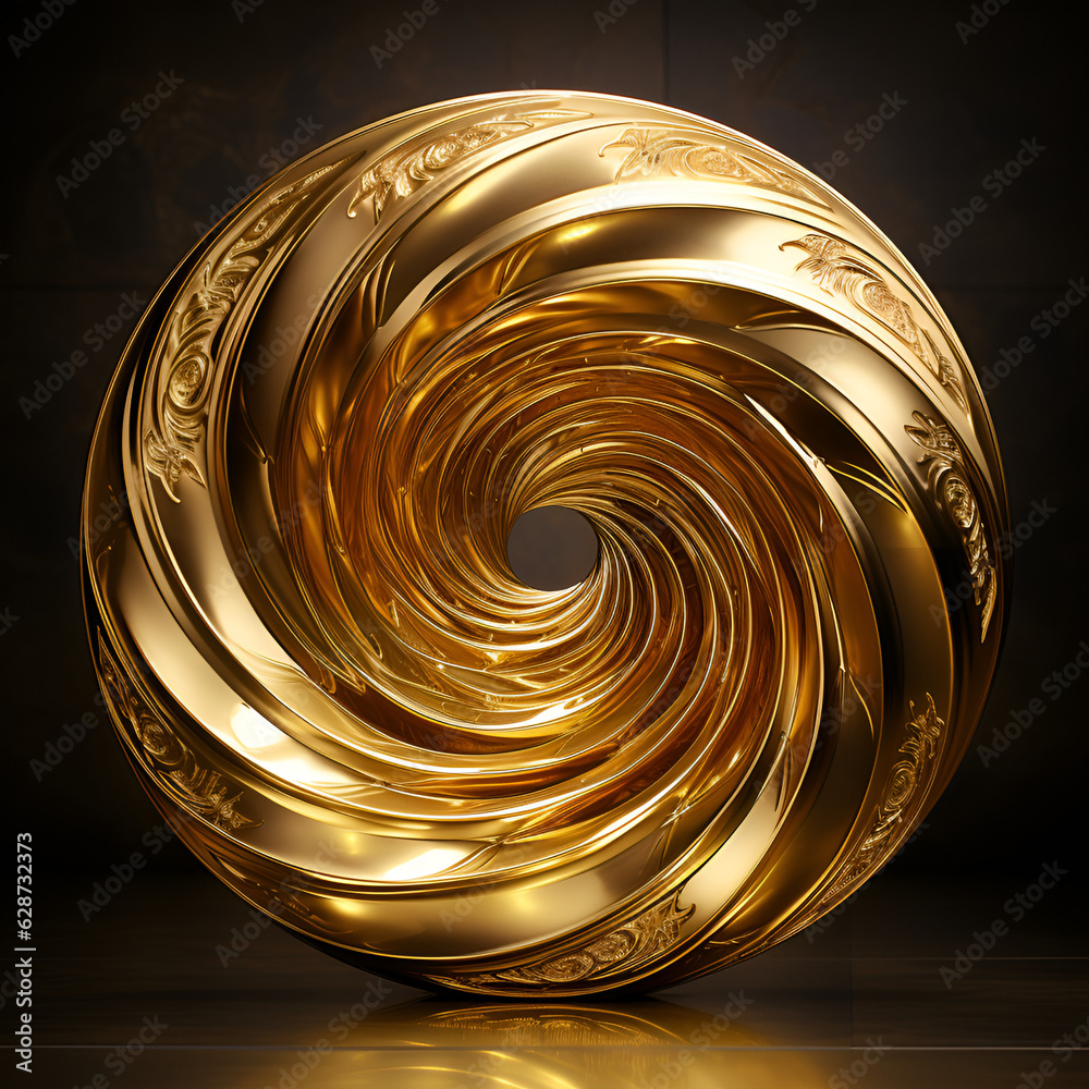 3d golden sphere,can ,metal,aluminum ,swirl, ,AI generated Stock ...