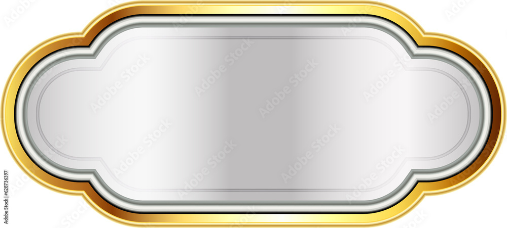 Digital png illustration of silver frame with gold border on ...