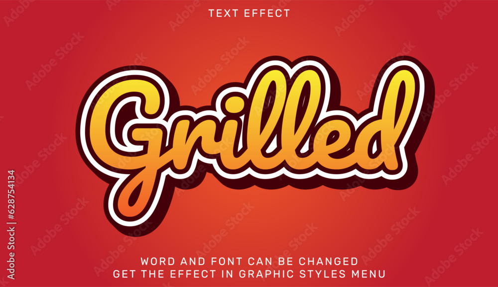 Grilled text effect template in 3d design. Text emblem for advertising ...