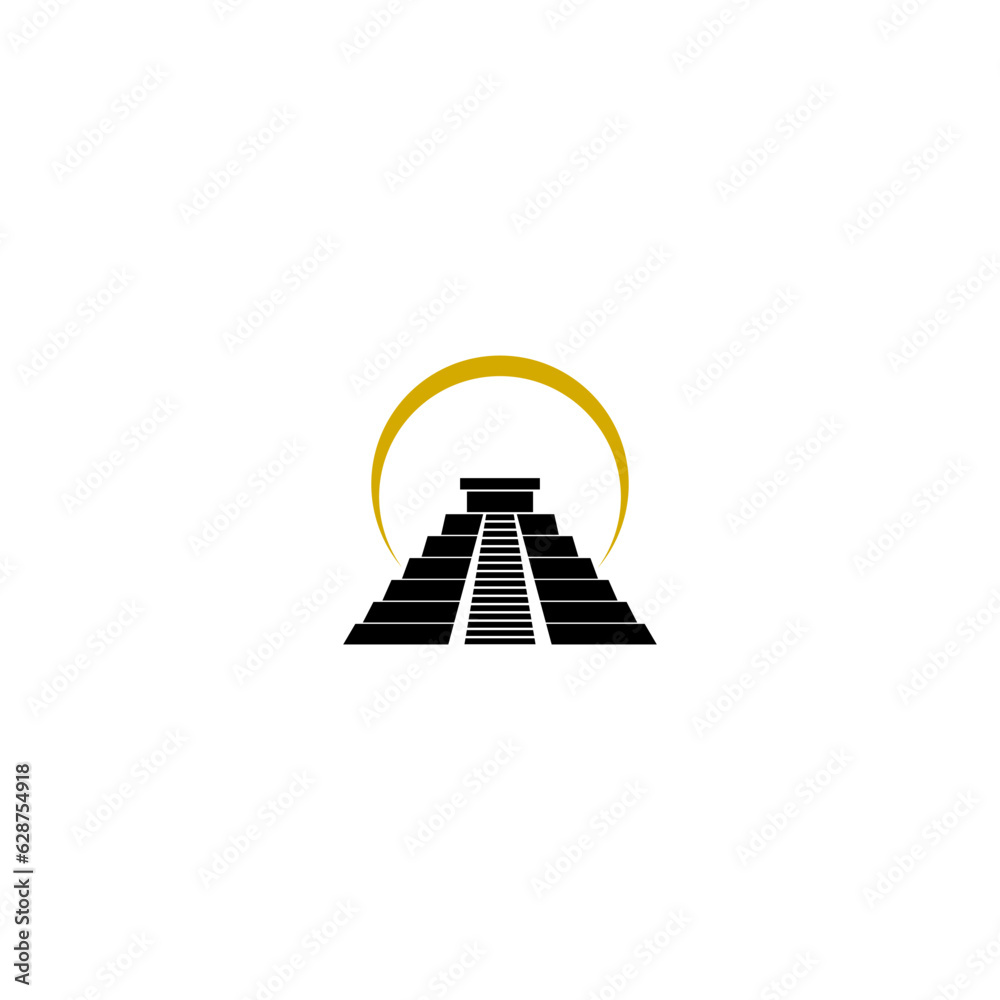 Aztec pyramid icon. Ancient pyramids logo isolated on white background ...