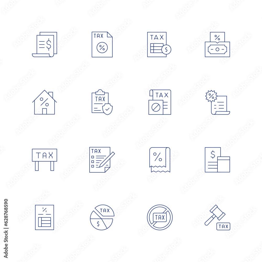 Tax line icon set on transparent background with editable stroke ...