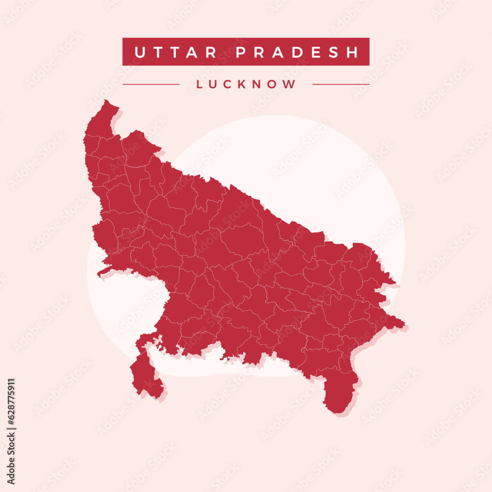 National map of Uttar Pradesh, Uttar Pradesh map vector, illustration vector of Uttar Pradesh ...