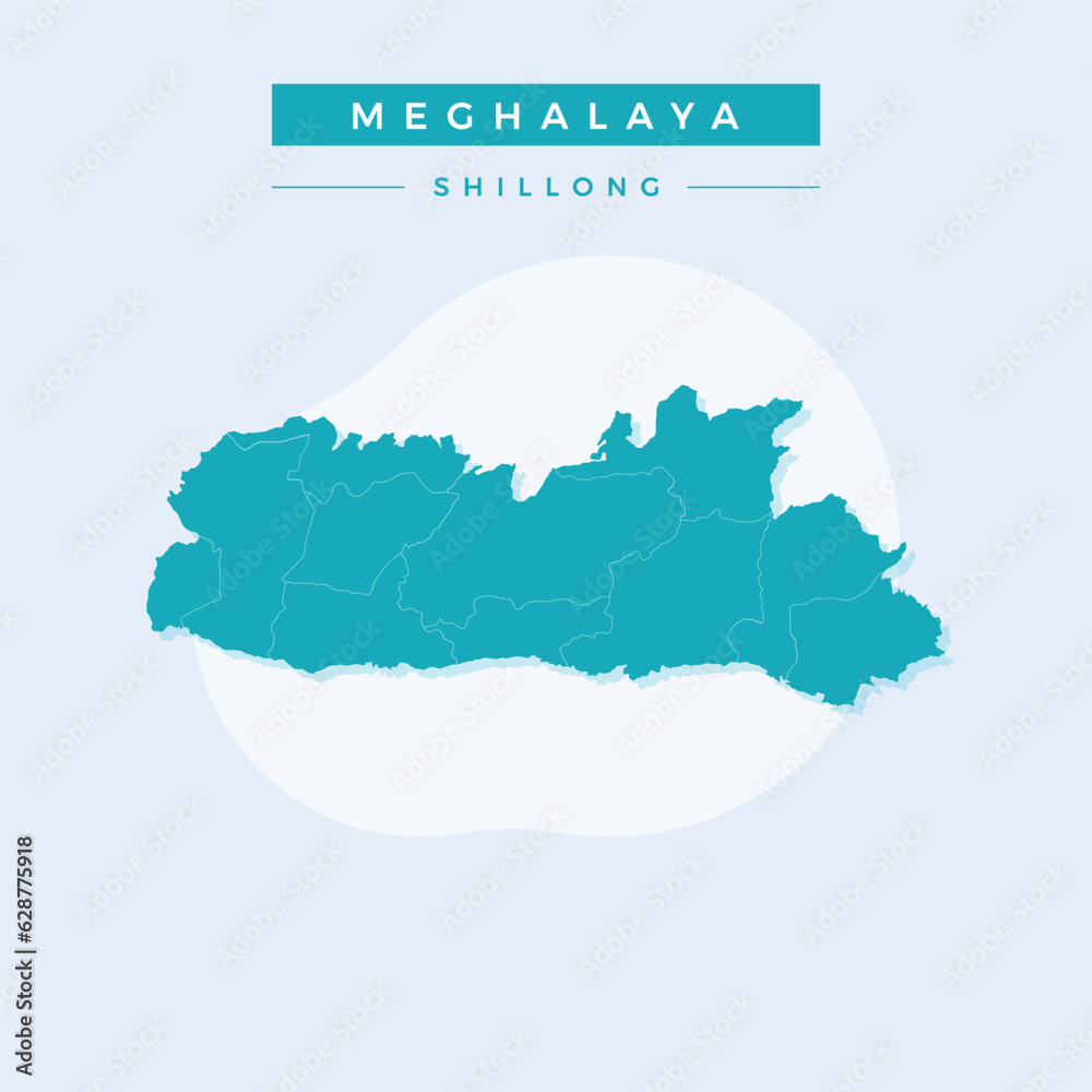 National map of Meghalaya, Meghalaya map vector, illustration vector of ...