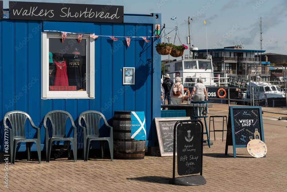 Invergordon, Scotland, UK. 3 June 2023. Gift shop in an old shipping ...