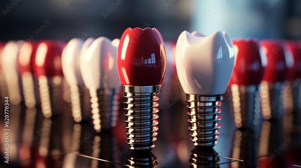 Poster, Foto Anatomy of healthy teeth and tooth dental implant in human ...