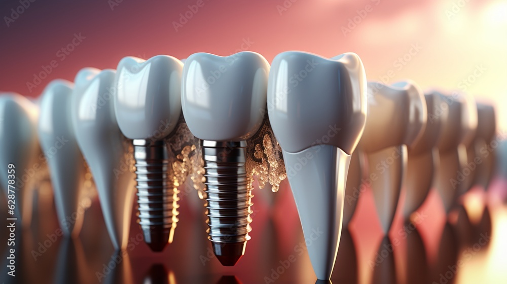 Anatomy of healthy teeth and tooth dental implant in human denture ...