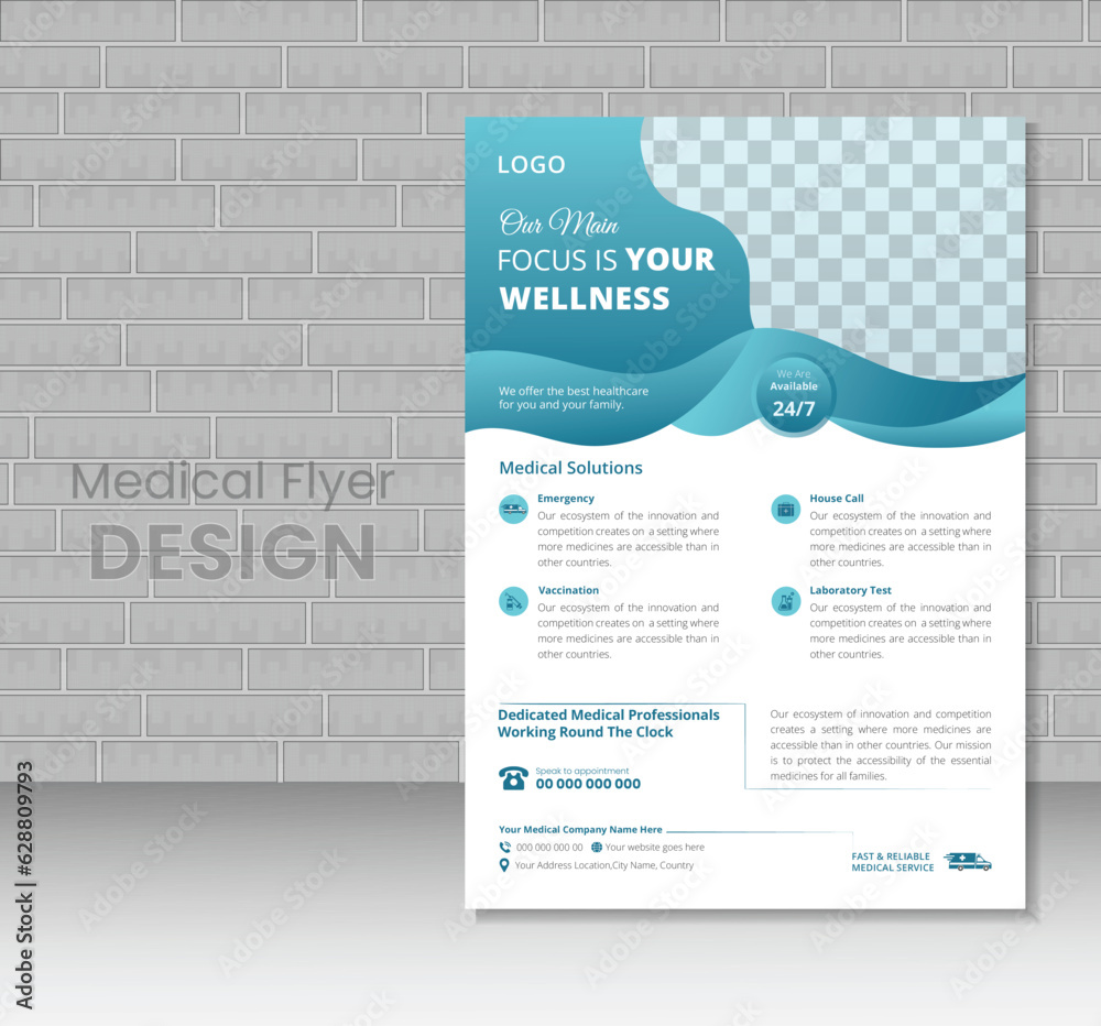 Medical Flyer Layout template, brochure background, Vector design, A4 ...