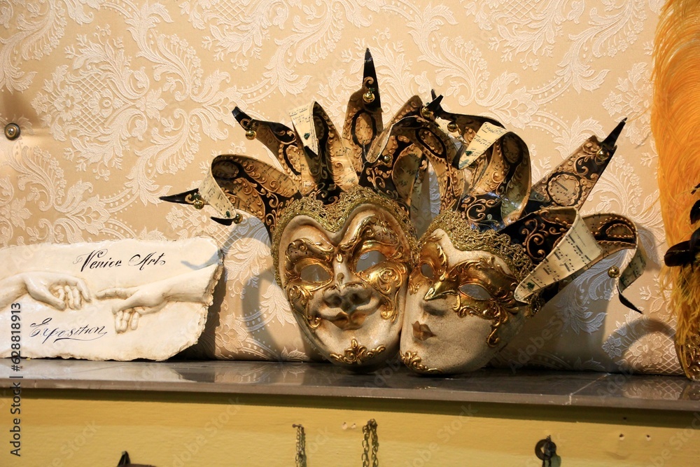 Shkodra, Albania - june 24, 2023: Venice Art Mask Factory.The mask ...