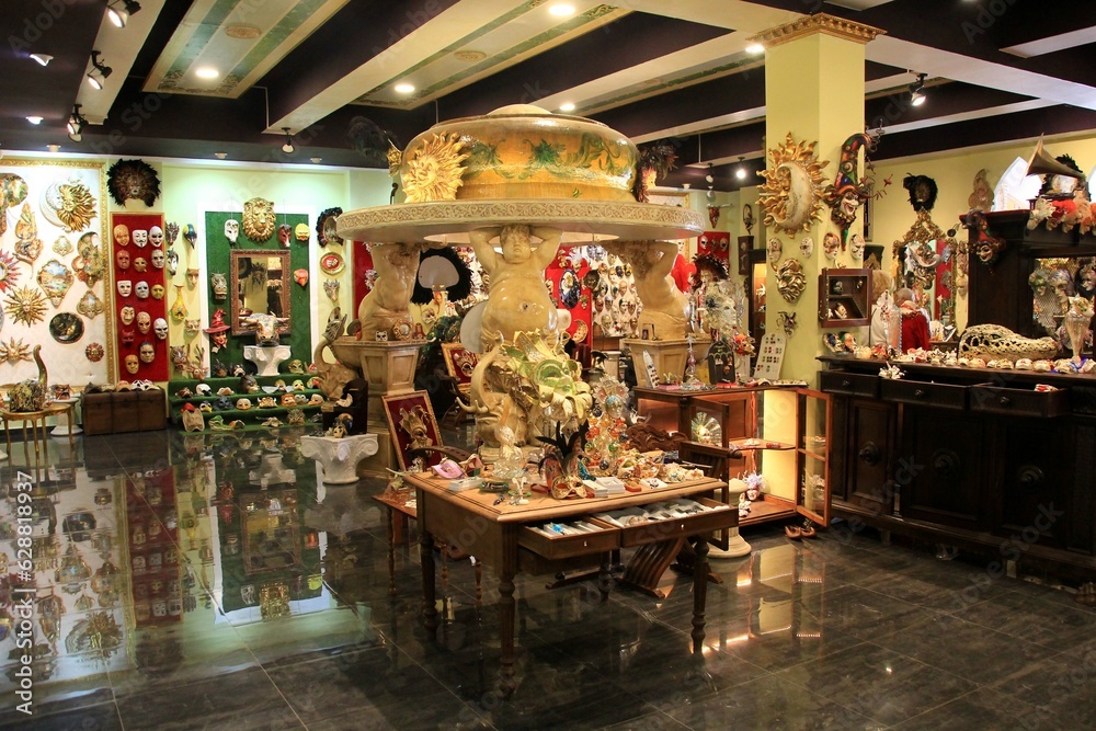 Shkodra, Albania - june 24, 2023: Venice Art Mask Factory.The mask ...