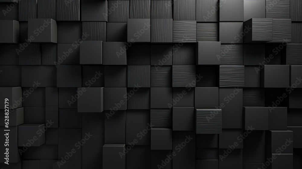 Simple abstract black 3d background consisting of cubes and rectangles ...