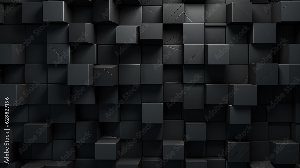 Simple abstract black 3d background consisting of cubes and rectangles ...