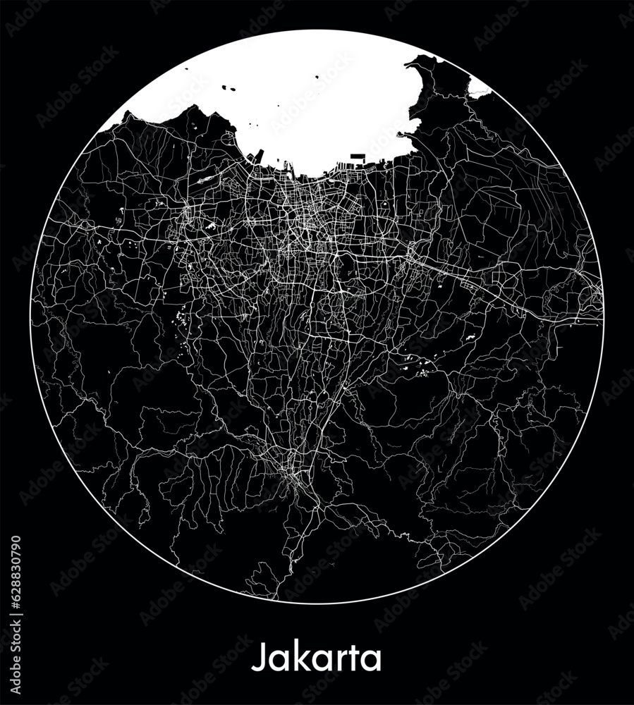 City Map Jakarta Indonesia Asia round Circle vector illustration Stock ...