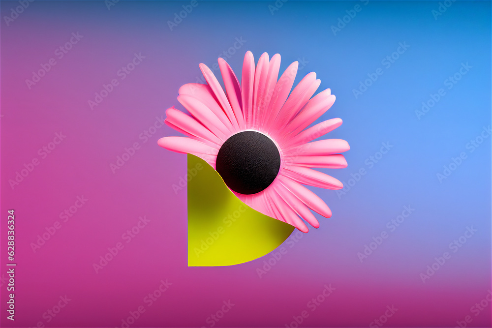 pink flower with a colorful background, colorful pop, neoplasticism ...