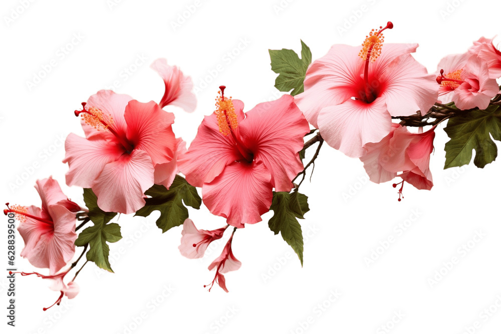 Hibiscus Flower Corner Border on a transparent Background. Ai Stock ...