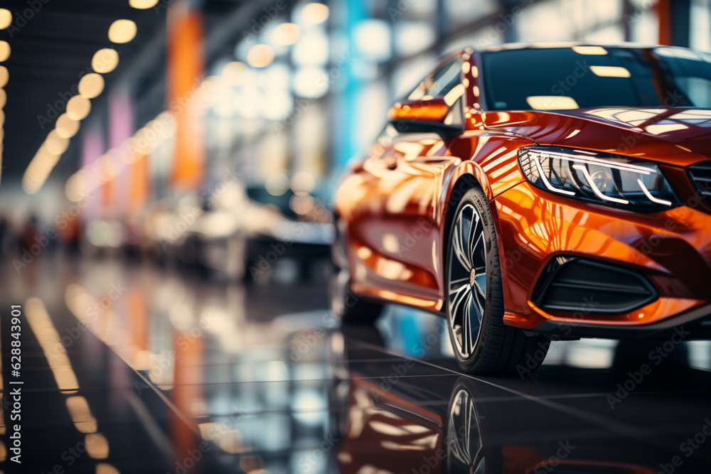 Blurred new cars dealership abstract backdrop. Generative AI Stock ...