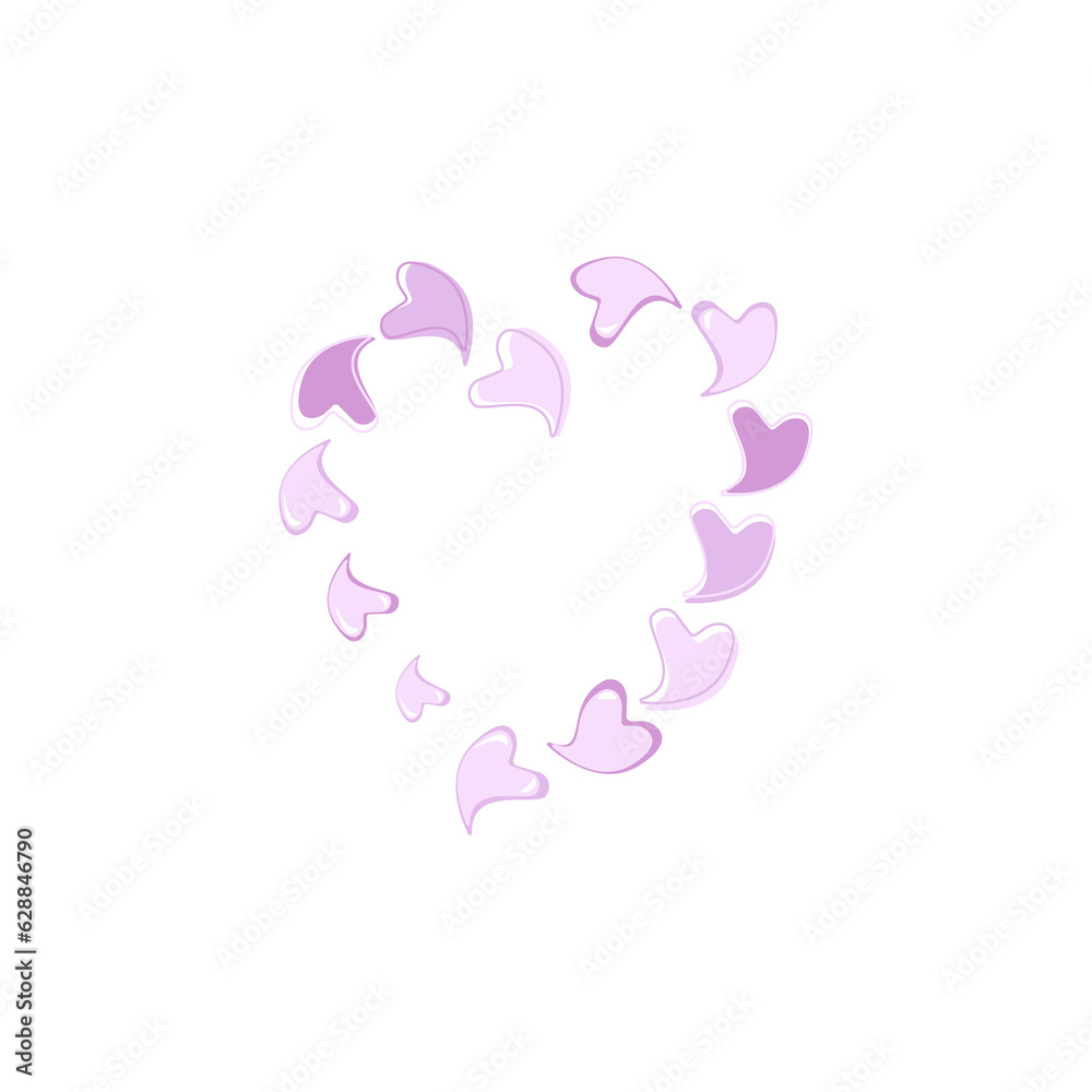 Pink heart made from small hearts. Transparent romantic illustration ...