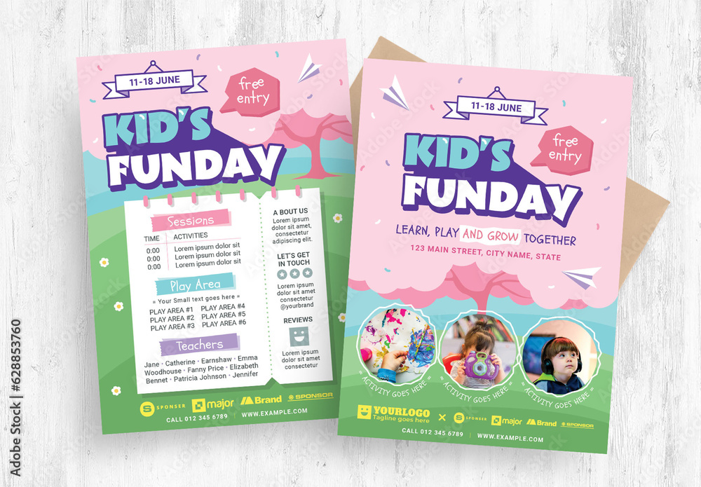 Kids Fun Day Flyer Poster Layout Stock Template | Adobe Stock