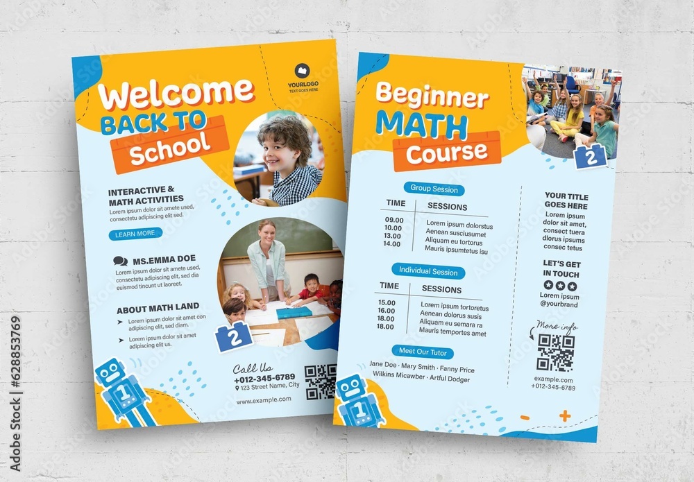 Math School Education Flyer Poster Layout Stock Template | Adobe Stock