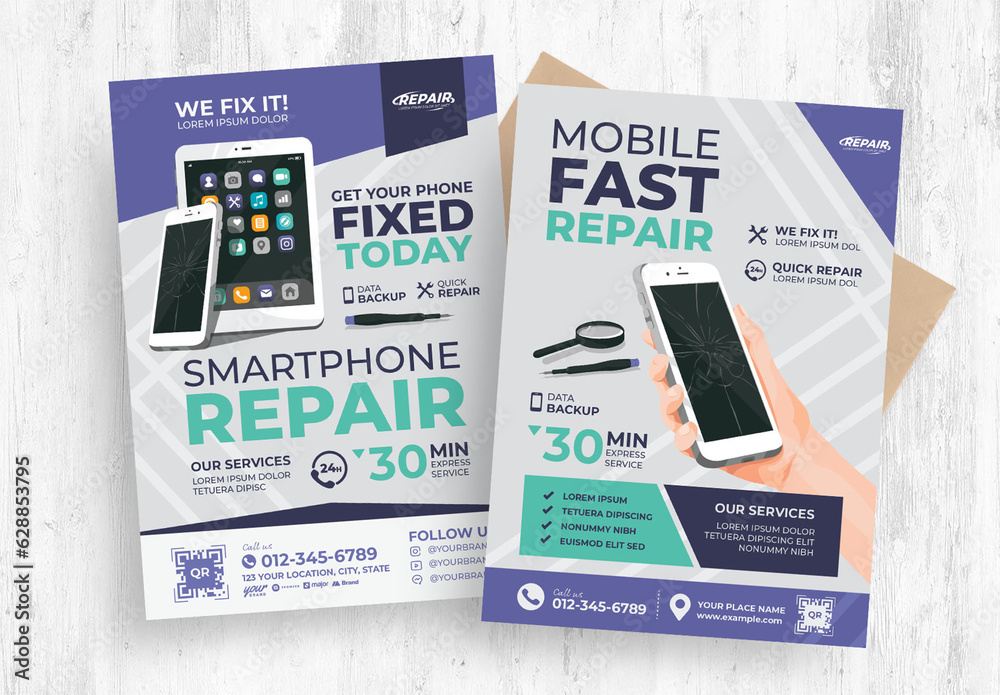 Mobile Cellphone Repair Service Flyer Poster Layout Stock Template ...