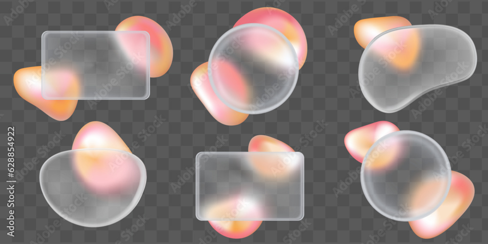 3d blur glassmorphism blob frame design with rectangle and circle shape ...
