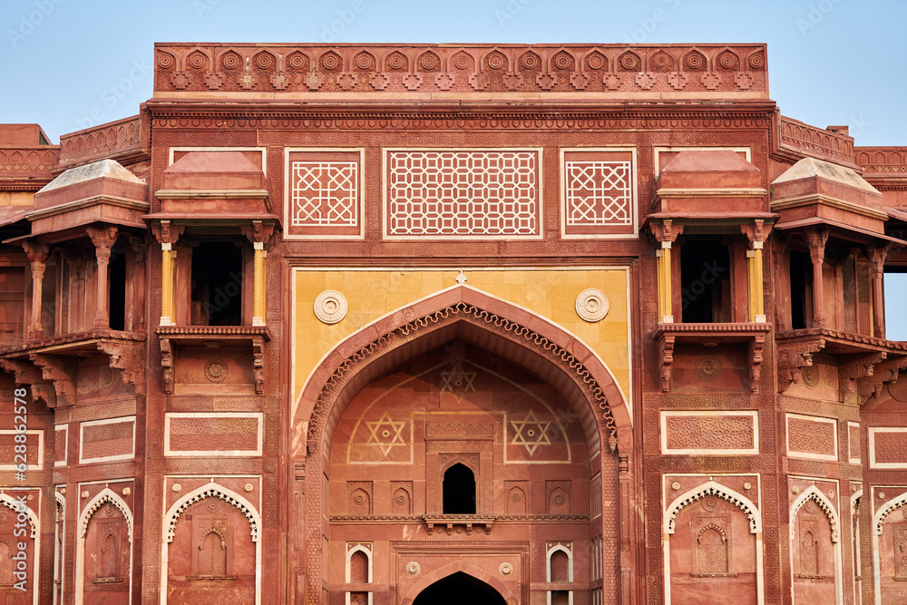 Decorative buildings and walls inside of Agra red fort in India ... Decorative buildings and walls inside of Agra red fort in India ...