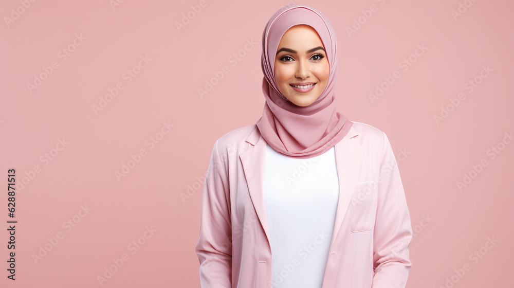 Professional woman doctor Muslim national hijab on light bright soft ...