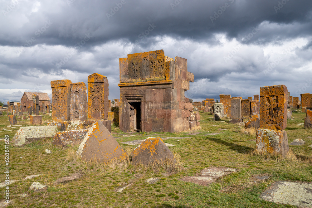 Armenia, ancient Noratus cemetery, he largest surviving cemetery with ...
