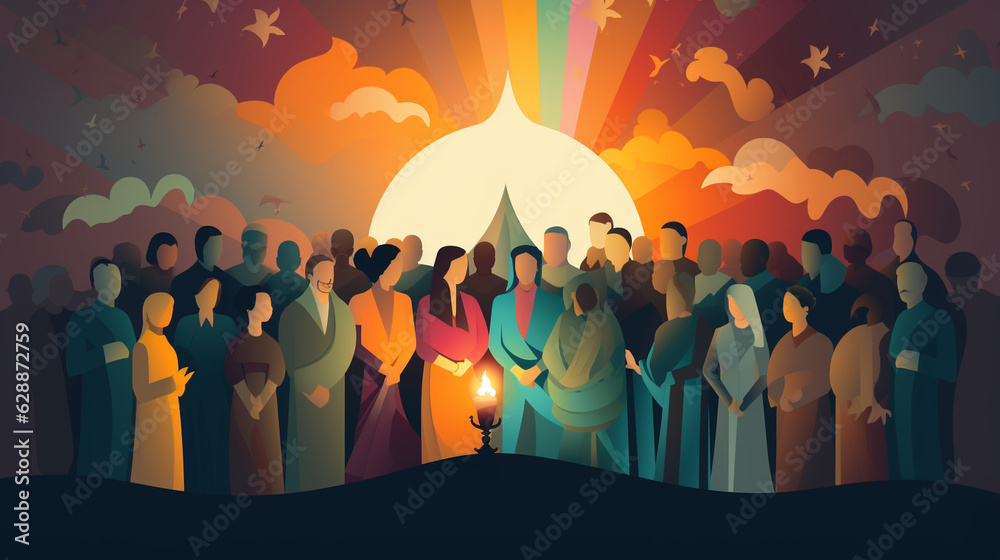 A multi-faith gathering, representing different religions coming ...