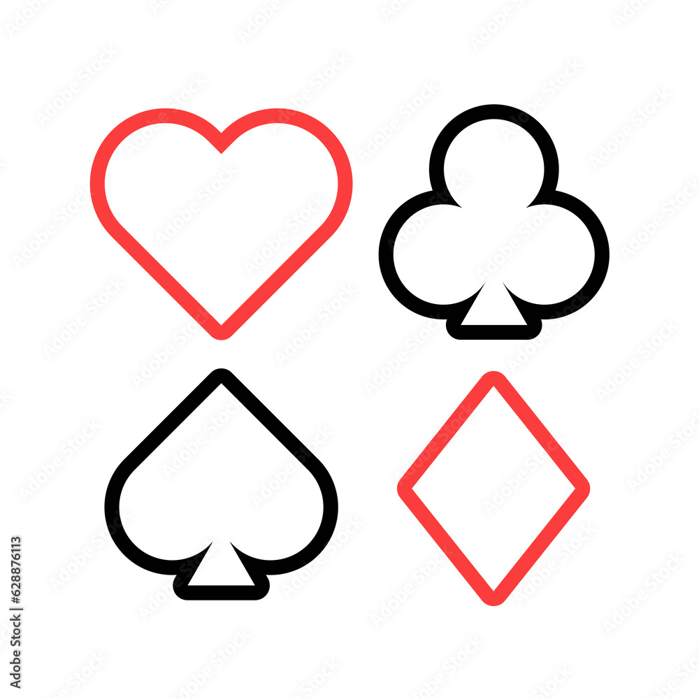 Playing card deck, hearts, clubs, diamonds and spades. Vector ...