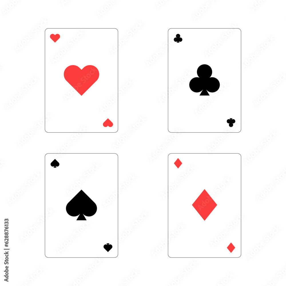 Playing card deck, hearts, clubs, diamonds and spades. Vector ...