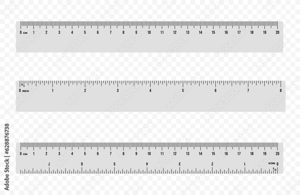 Set Of Ruler Scale 20 Cm And 8 Inch Vector Design Centimeter And Inch Set Of Ruler Scale 20 Cm And 8 Inch Vector Design Centimeter And Inch