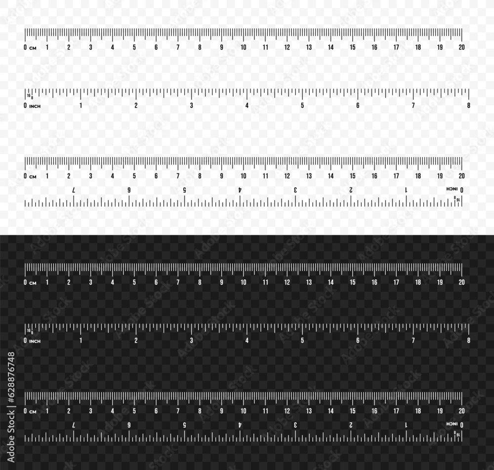 Set Of Ruler Scale 20 Cm And 8 Inch Vector Design Centimeter And Inch Set Of Ruler Scale 20 Cm And 8 Inch Vector Design Centimeter And Inch