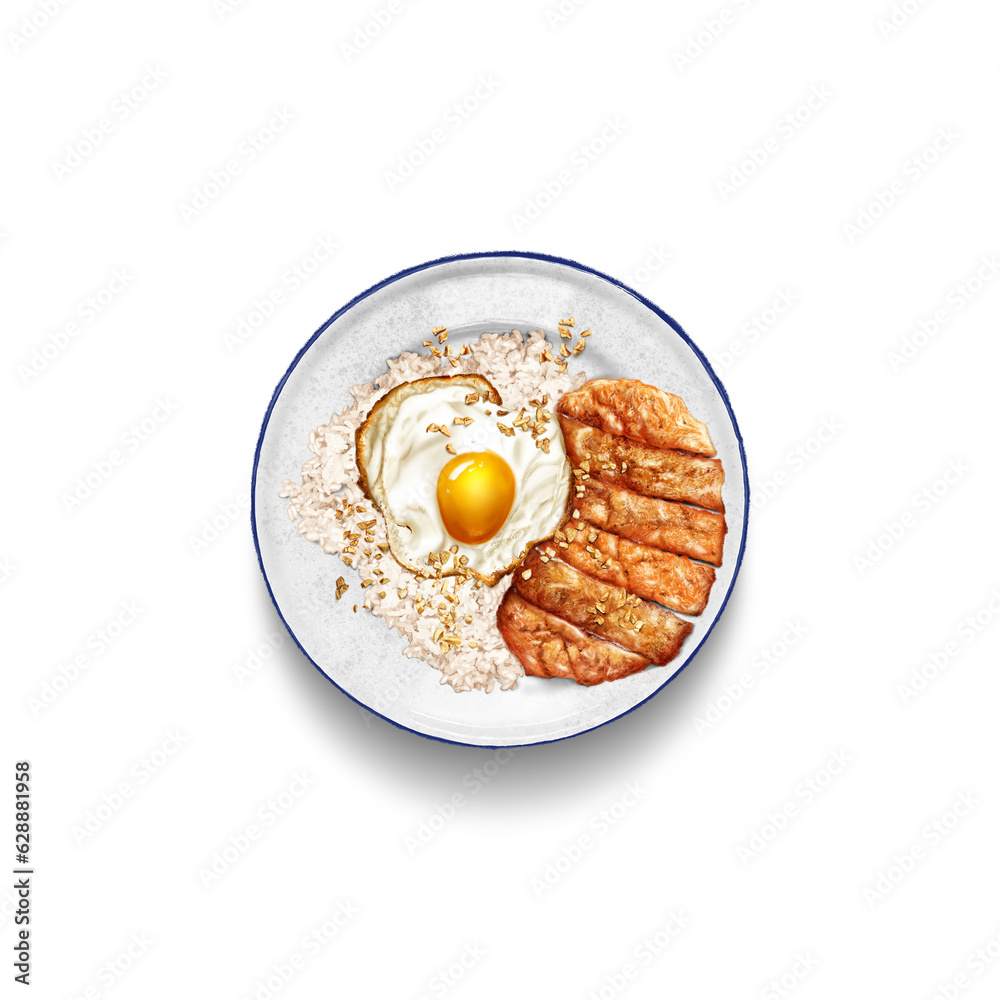 Realistic illustration of Porkchop Silog / readed Porkchop Silog: a ...