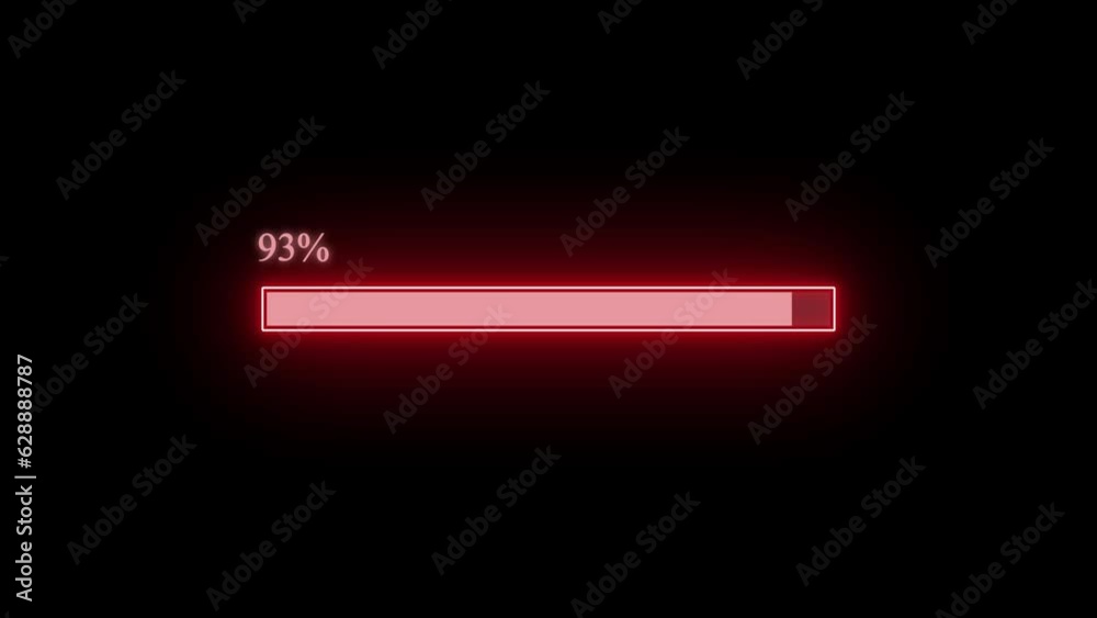 Neon light progress bar animation on black background, blue neon light ...
