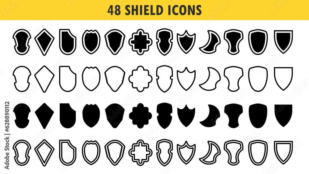 Shield icons set. Security protection symbol signs. Vector illustration ...