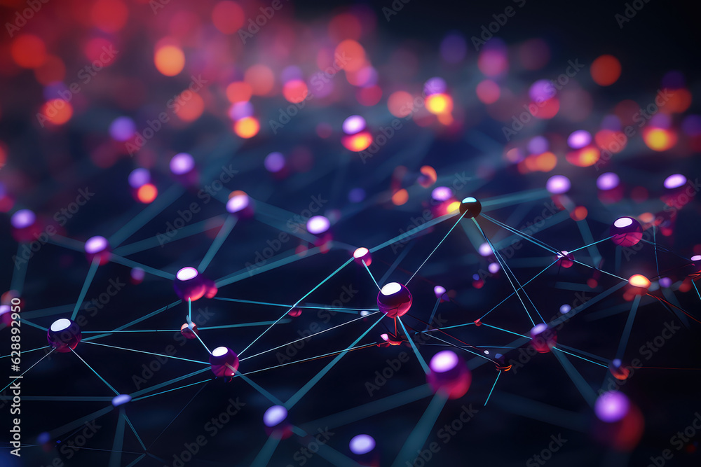 Grid with lighting nodes, electrical chain on dark background. Creative ...