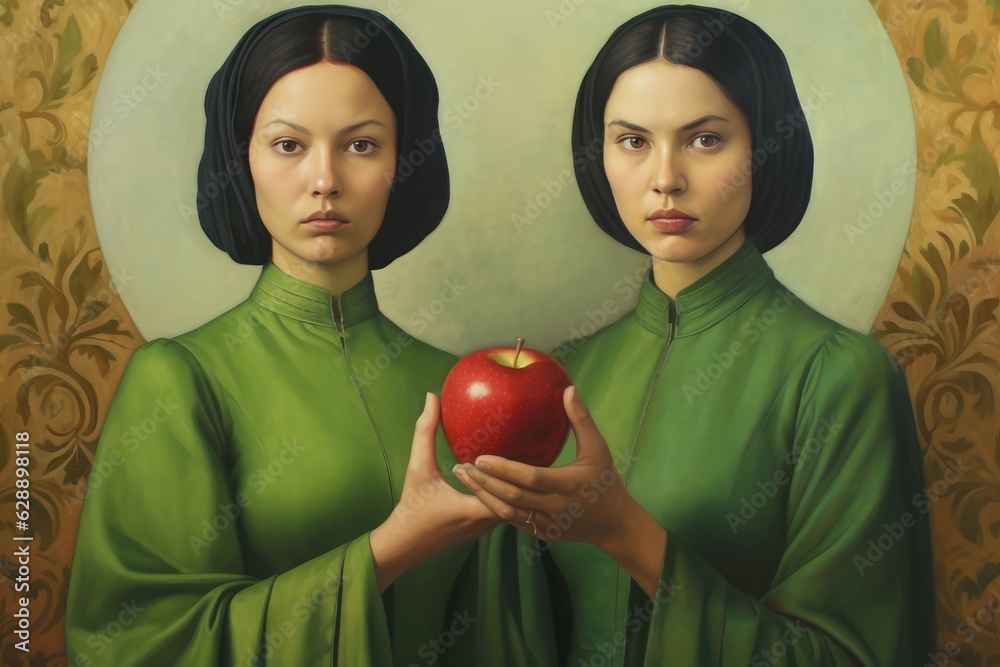 The Apple of Discord - painted artwork featuring two women Fictional ...