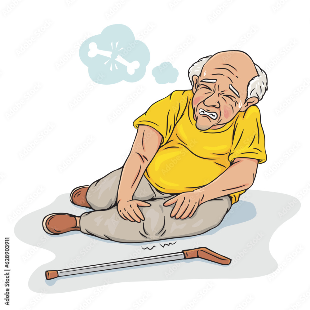 Elderly people who fall and get injured cartoon character. fall ...