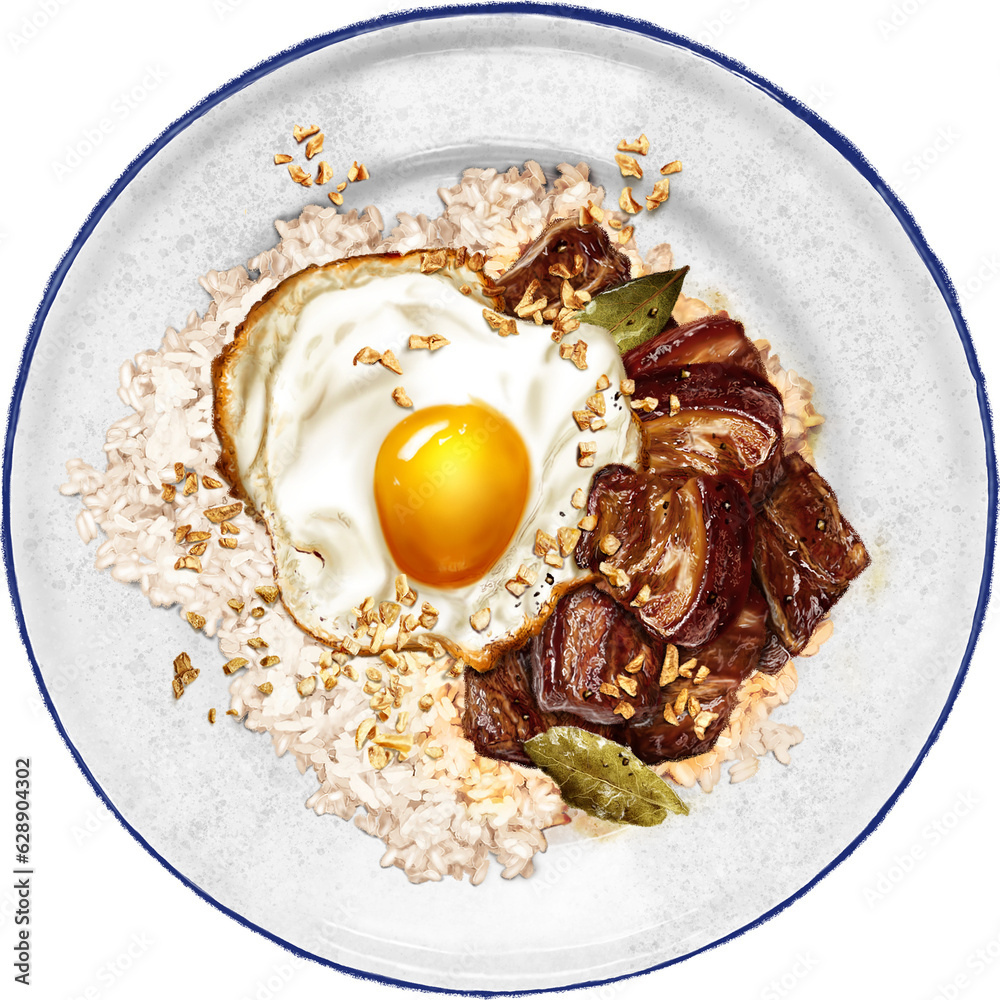 Realistic illustration of Pork Adobo Silog: a delicious Filipino ...