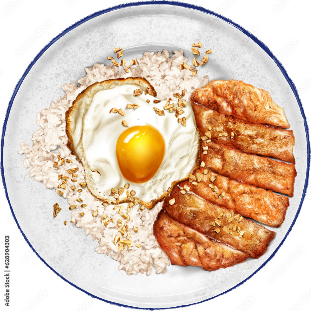 Realistic illustration of Porkchop Silog / readed Porkchop Silog: a ...